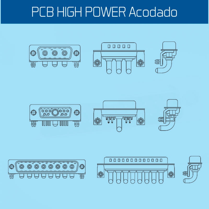 PCB HIGH POWER Series / PCB POWER angled 40A (Sub-D Combo)